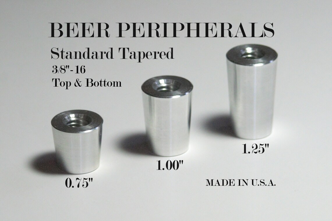 10 PACK Tapered Beer Tap Ferrule Chrome Aluminum 3/8"-16 Through Hole ...