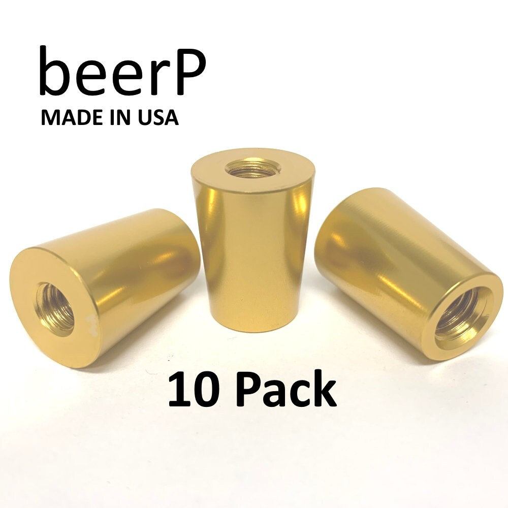 10 Pack GOLD Tapered Beer Tap Handle Ferrule 5/16'-18 and 3/8"-16 ...