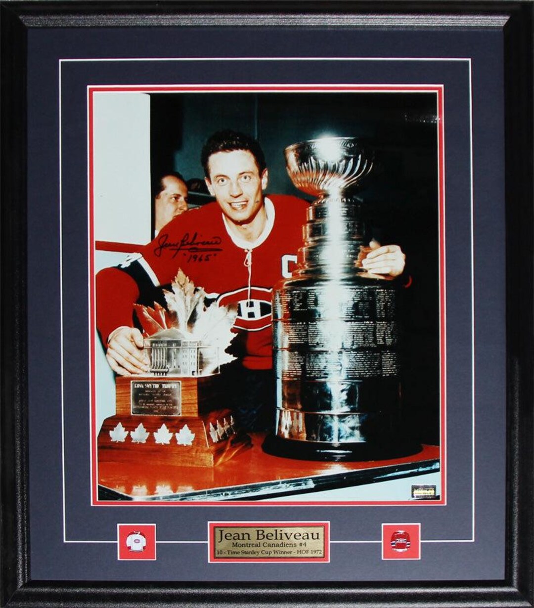 Jean Beliveau Montreal Canadiens Stanley Cup Trophies Signed 16x20 ...