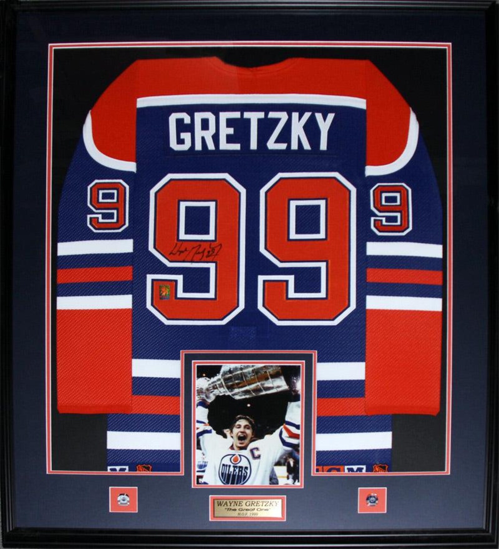 Wayne Gretzky Edmonton Oilers Signed Jersey Hockey Frame (blue and ...
