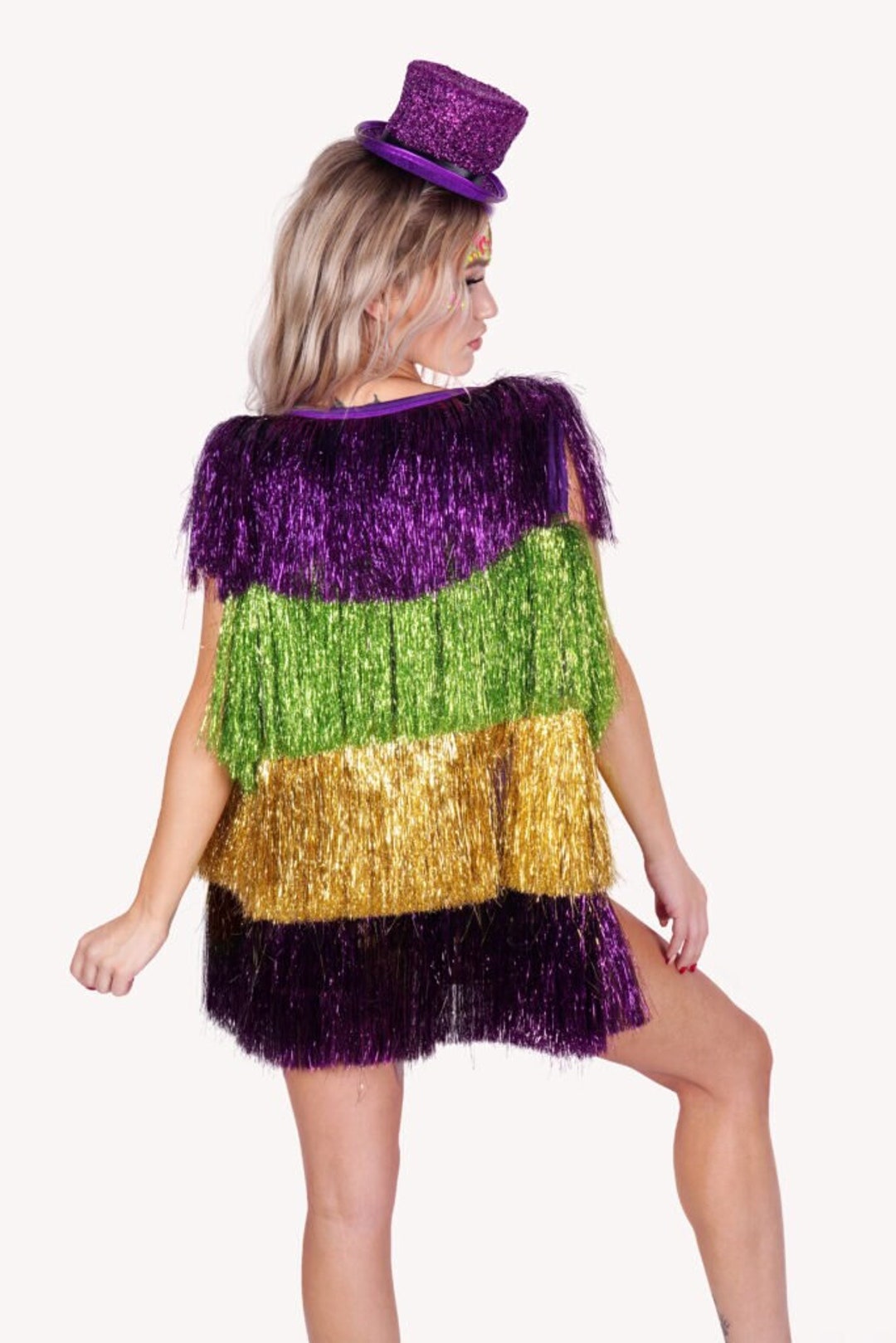 Mardi Gras Fringe Vest Purple Green Gold Festival Parade - Etsy