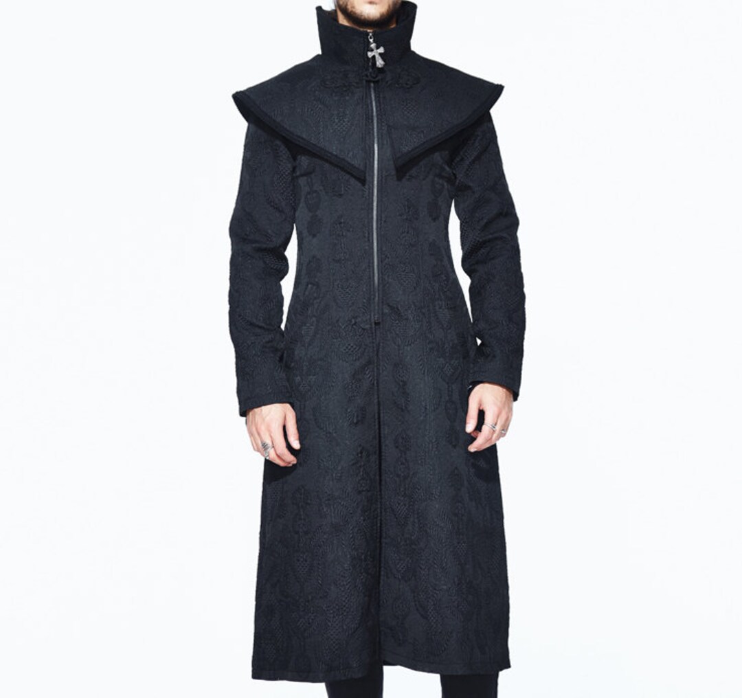Coat With Cape High Collar Dramatic Black Coat Halloween - Etsy