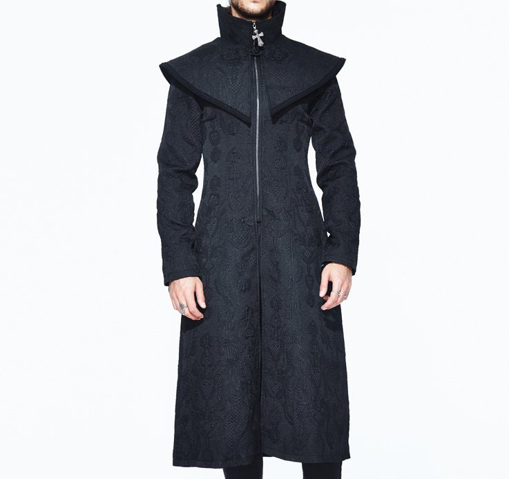 Coat With Cape High Collar Dramatic Black Coat Halloween - Etsy