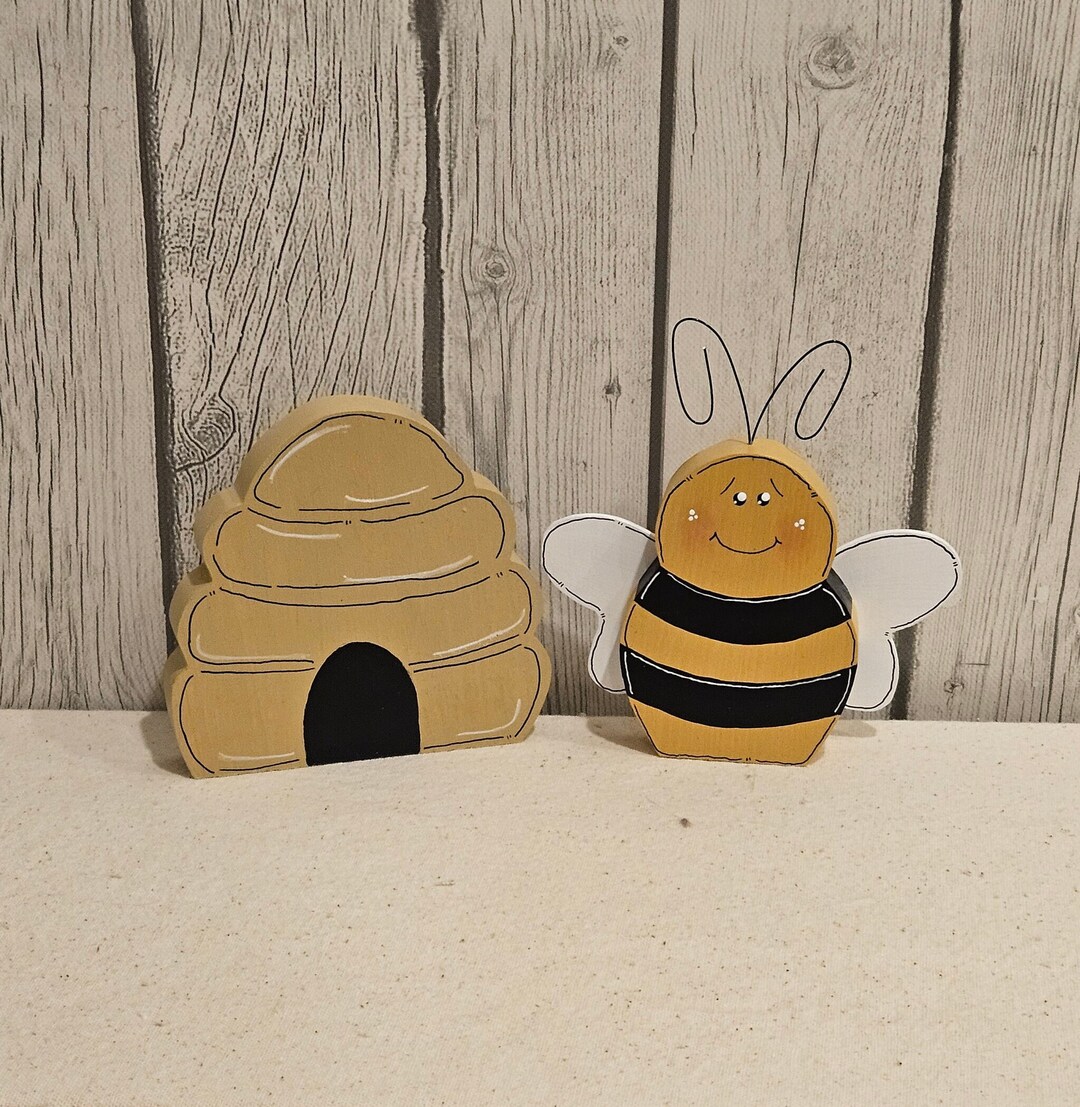Buzzing Bee Buddy With Wood Hive Standing Spring Summer Decoration - Etsy