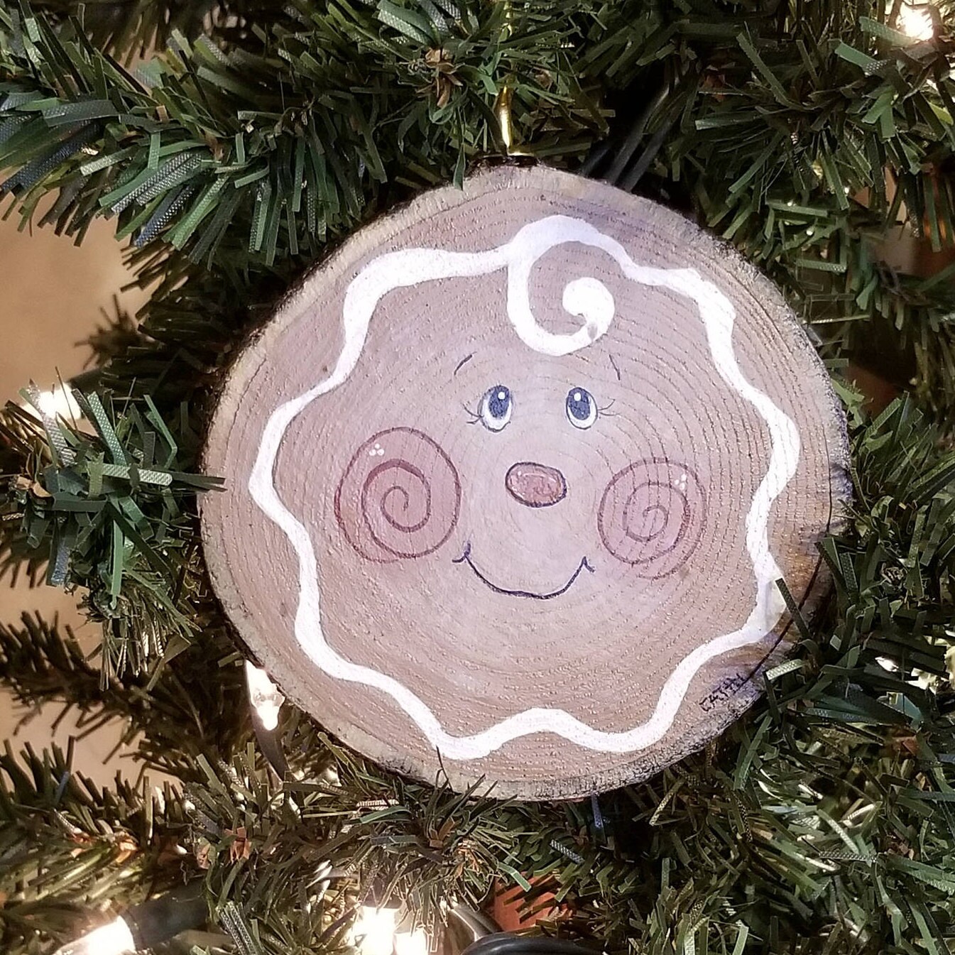 Swirl Cheek Gingerbread Wood Slice Ornament - Etsy