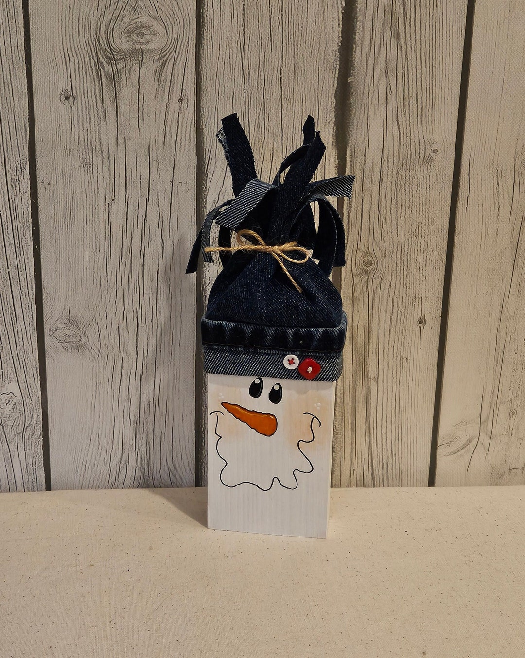 Denim Standing Snowman Winter Block Friend - Etsy