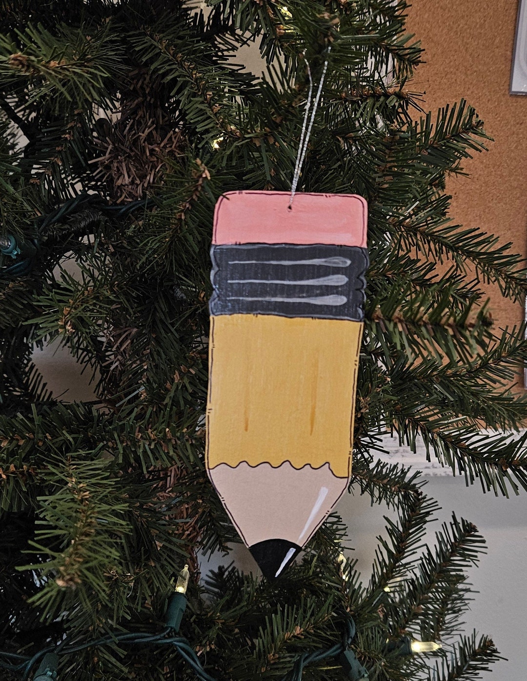 Hand Painted Wood Pencil Ornament Number 1 Teacher Appreciation Back to ...