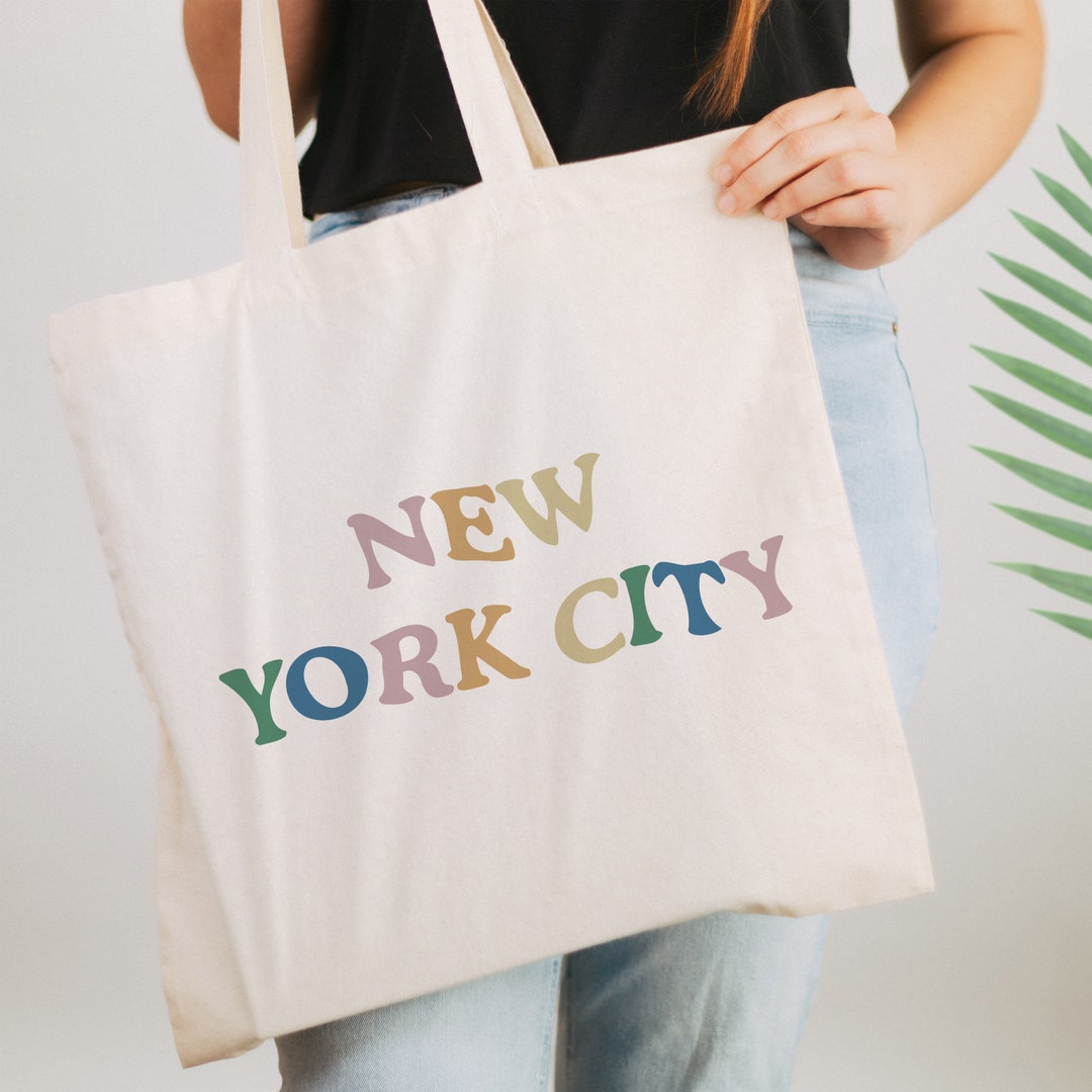 New York City Canvas Tote Bag, Colorful Graphic Print - Etsy