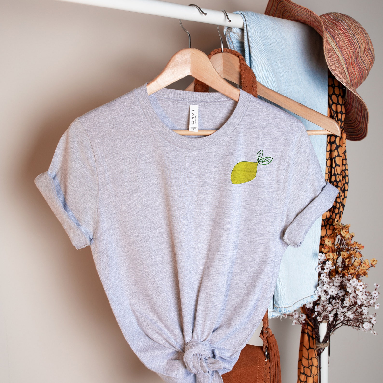 Lemon Pocket Shirt Lemon Print Left Chest Lemon Tee Fruit | Etsy