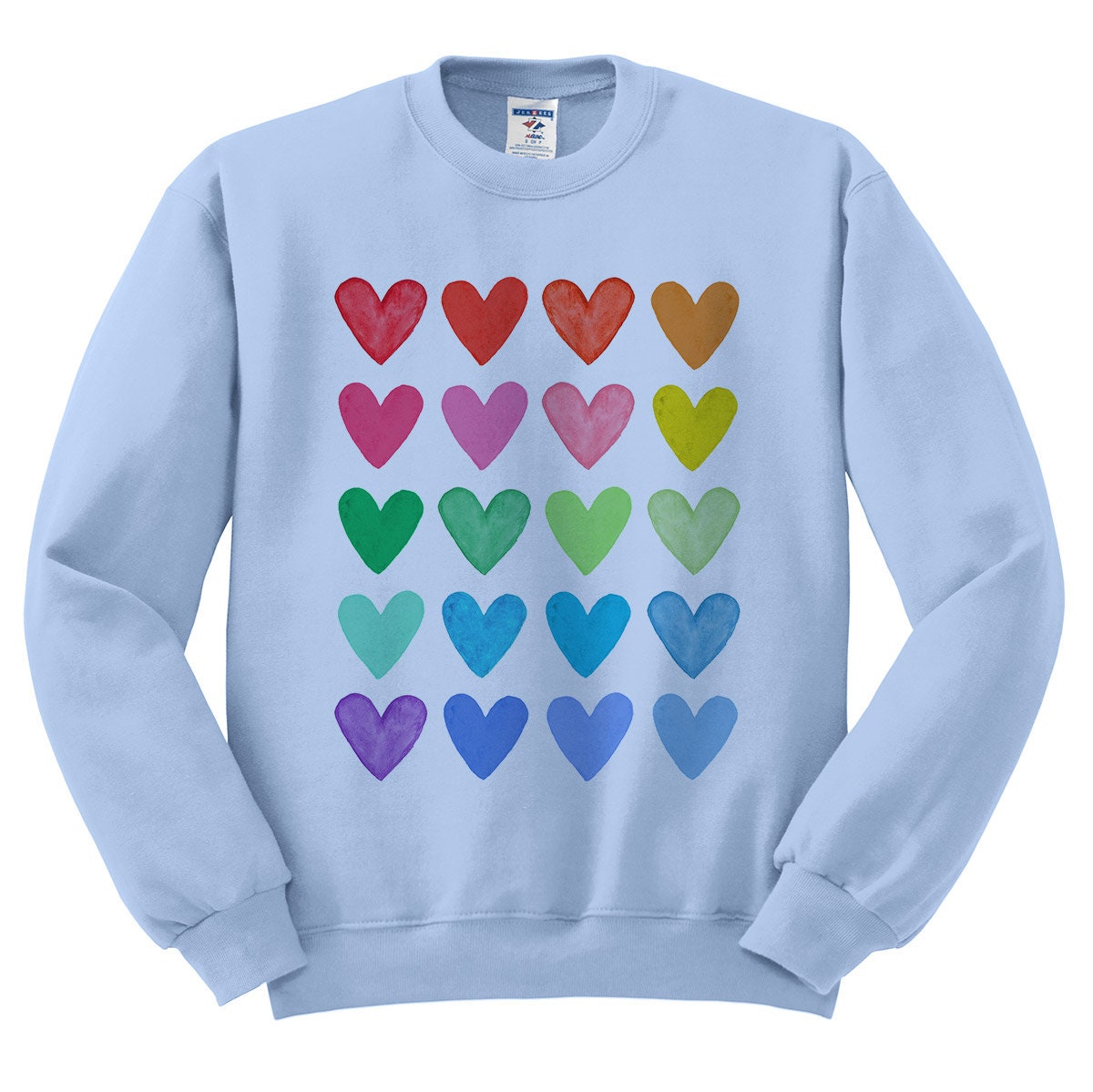 Rainbow Hearts Sweatshirt Watercolor Heart Sweater Rainbow | Etsy