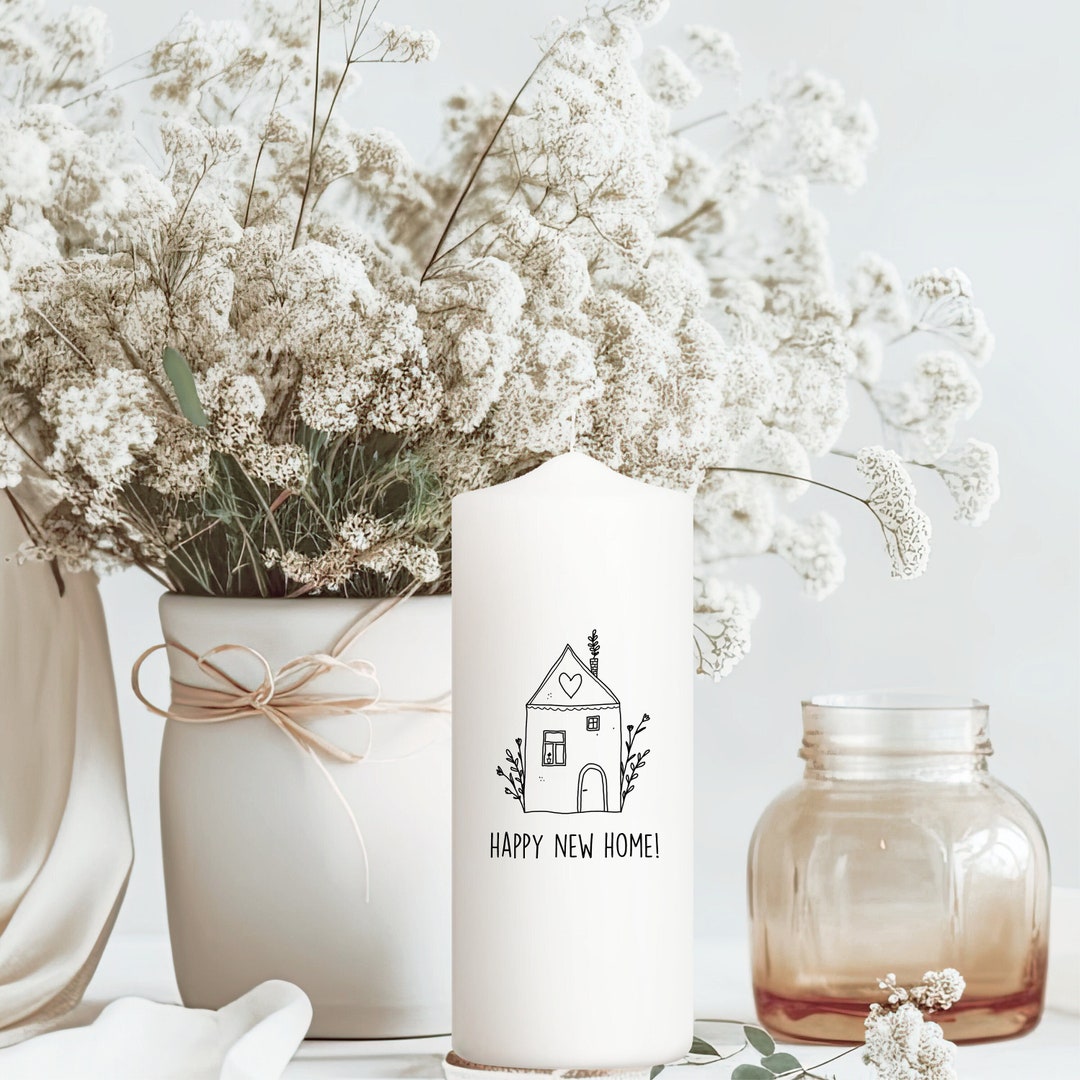 Weiße Kerze Zum Einzug, Umzug, Happy New Home, Mit Spruch Und Haus - Etsy