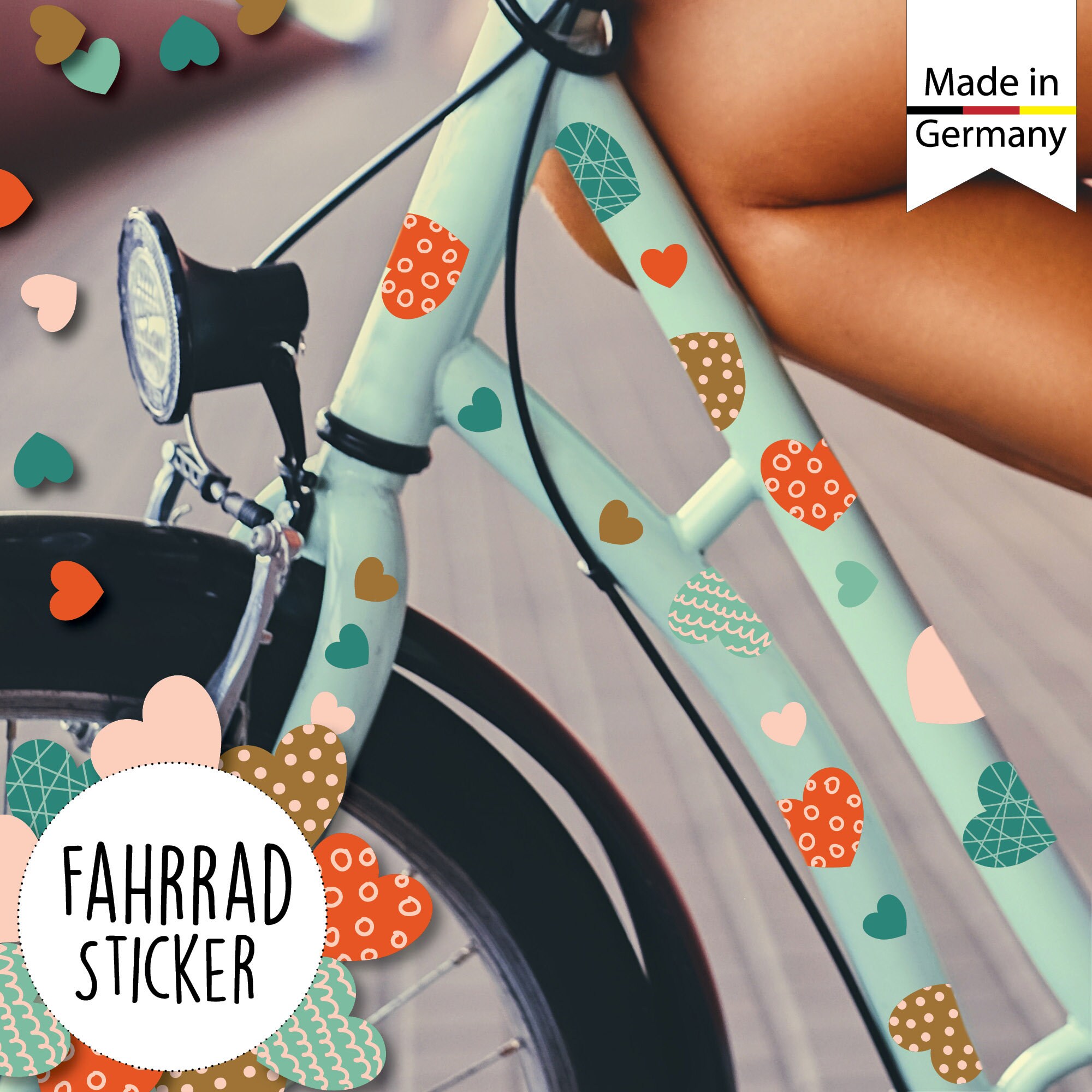 Fahrradaufkleber 64 Herzen Farbig Fahrrad Sticker | Etsy