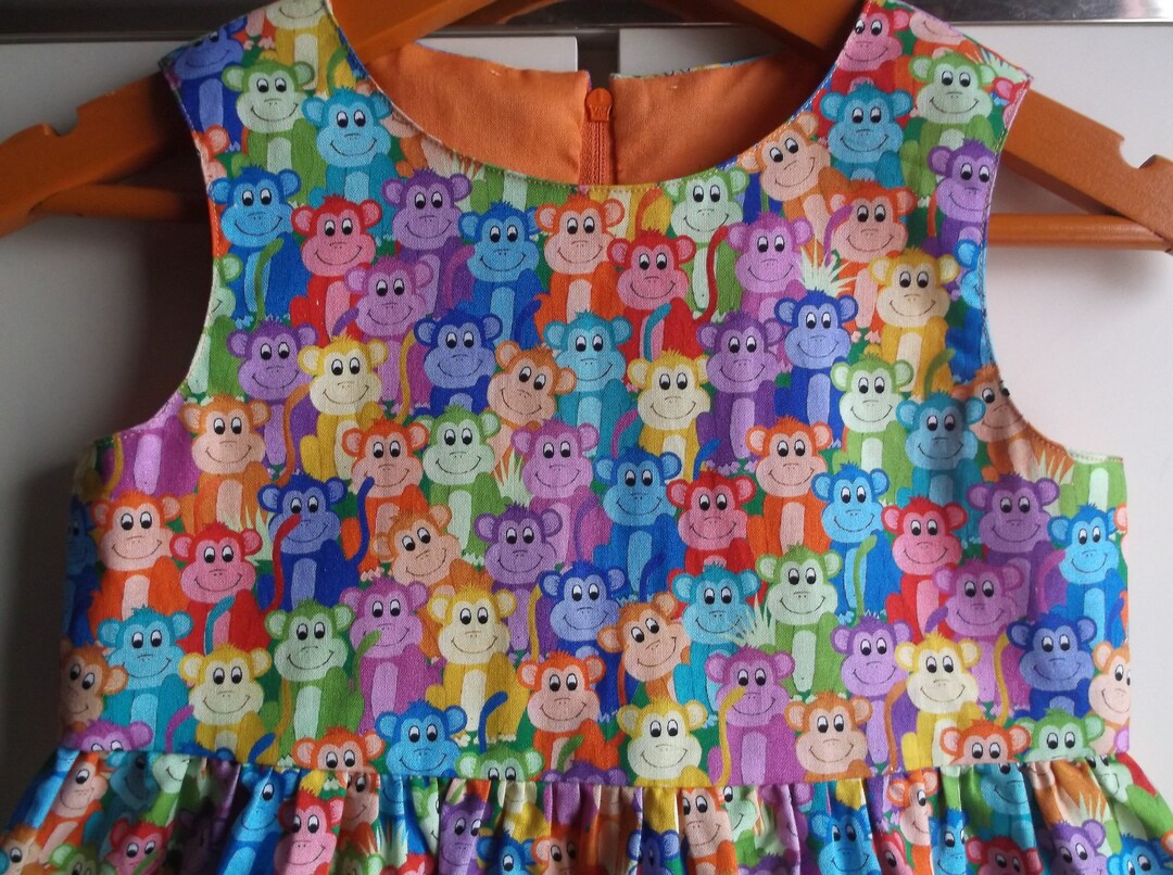 Cheeky Monkeys Dress: Age 6-7 Years - Etsy