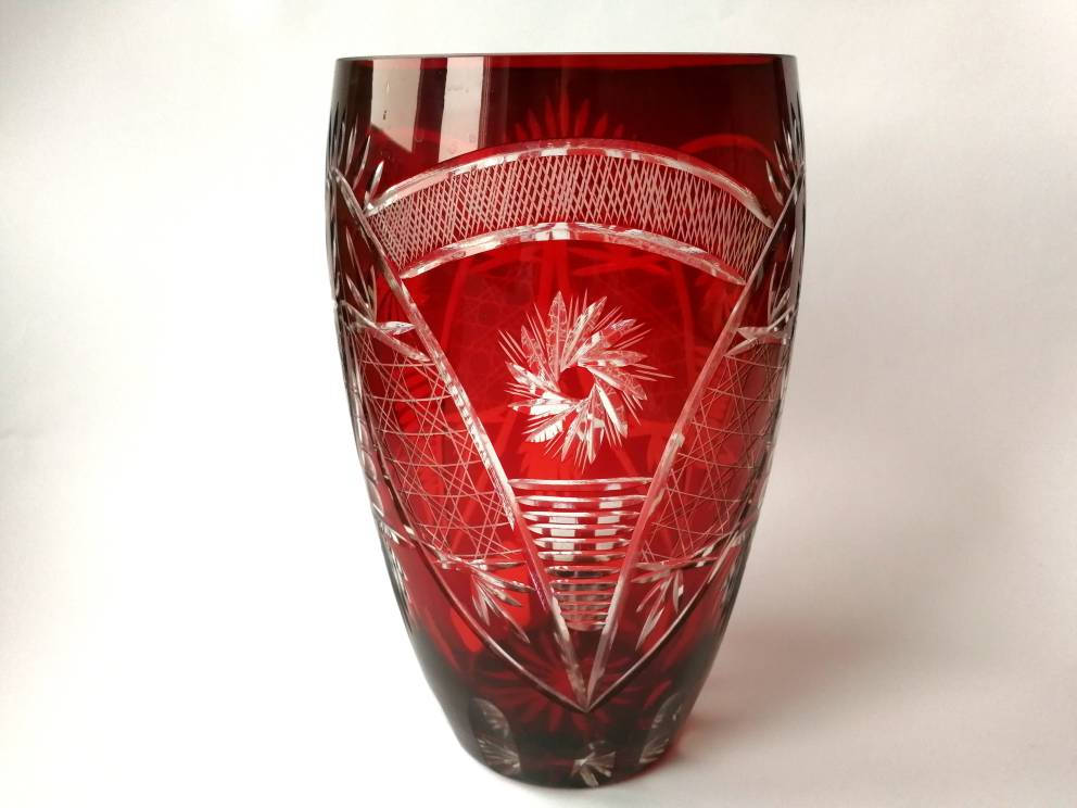 Antique Boehemian Cut Cranberry Deep Red Bowl - munimoro.gob.pe