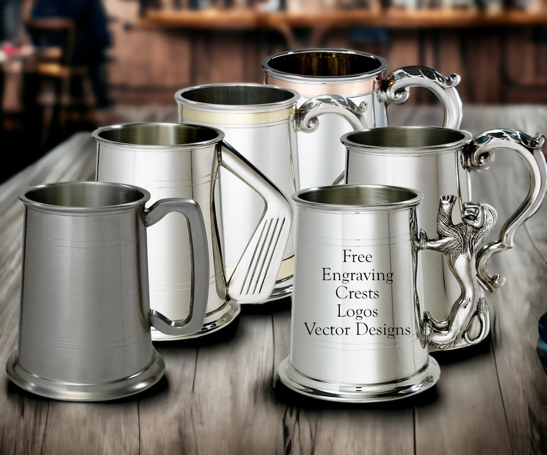 English Pewter Tankard Engraved Handmade Tankard British Pewter Tankard ...