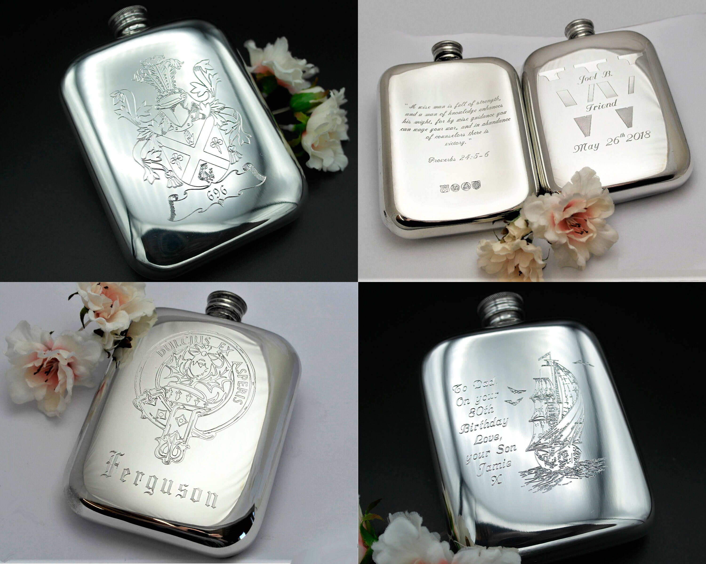 Personalised Pewter Hip Flask Custom Flask Monogrammed Flask | Etsy