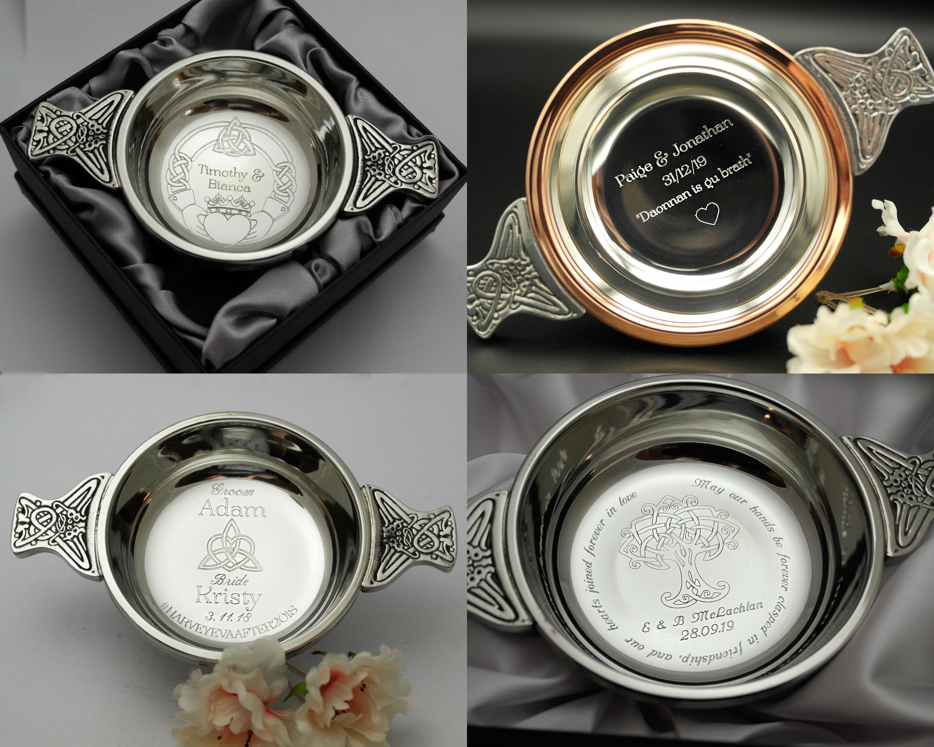 Engraved Quaich Whisky Cup Gift Custom Engraved Scottish Drinking Cup ...