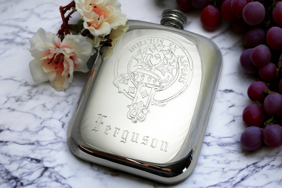 Family Crest Gift Family Crest Flask Pewter Flask Engraved Hip Flask ...