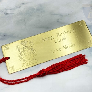 Personalised Brass Bookmark, Custom Bookmark, Engraved Bookmark ...