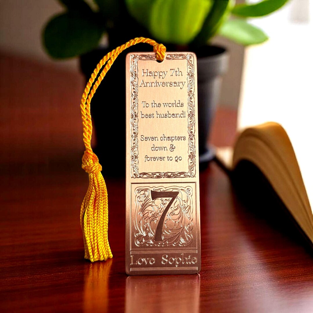 7 Year Anniversary Bookmark Copper Anniversary Gift Unique Copper Gift ...