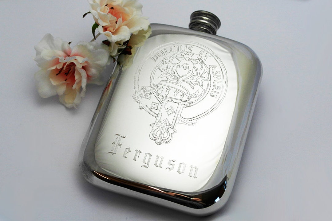 Family Crest Gift Family Crest Flask Pewter Flask Engraved Hip - Etsy
