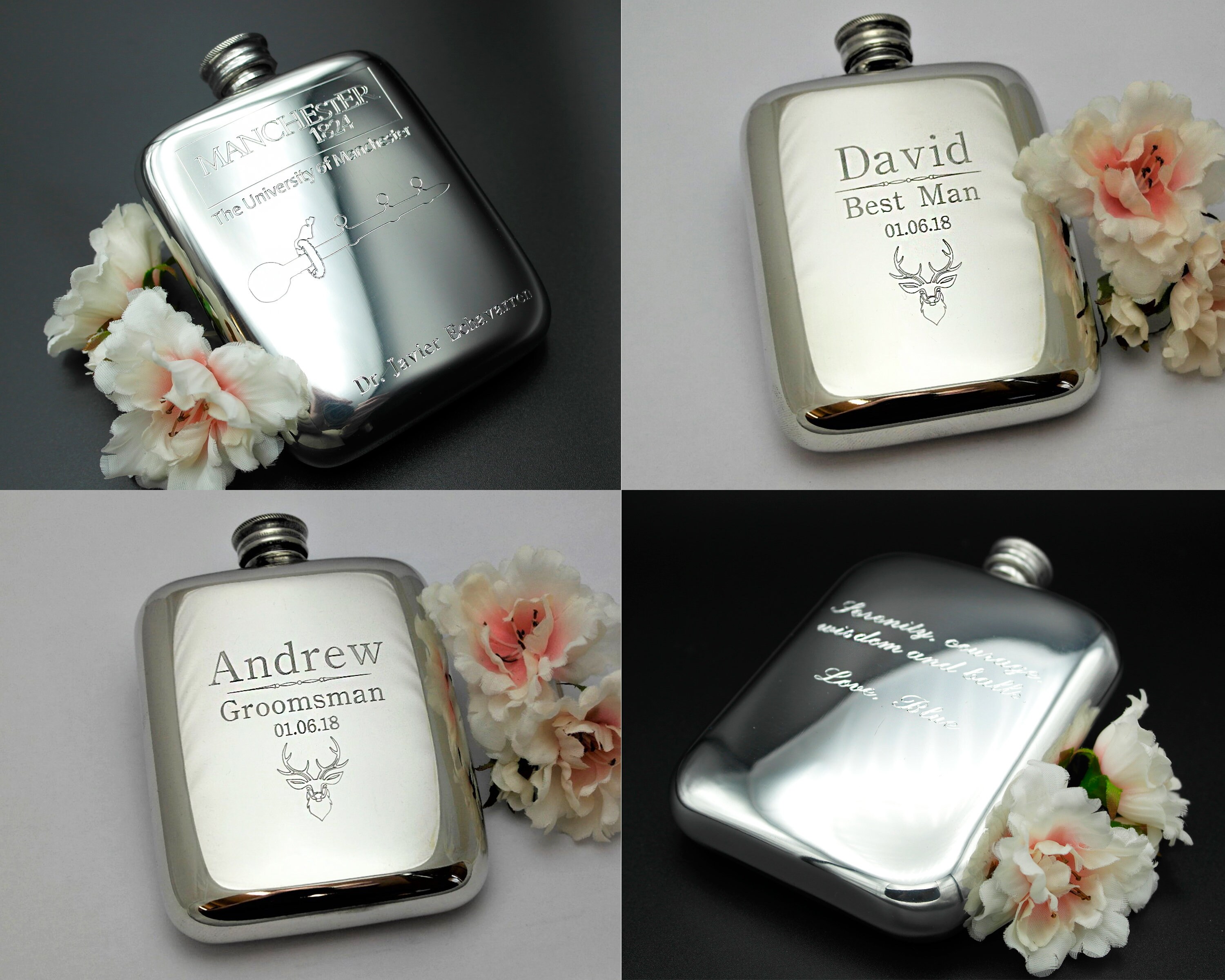 Personalised Pewter Hip Flask Custom Flask Monogrammed Flask | Etsy