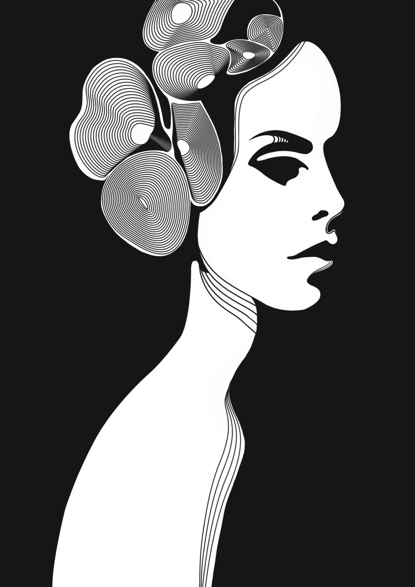Portrait Print Fashion Black And White Poster Woman With Etsy