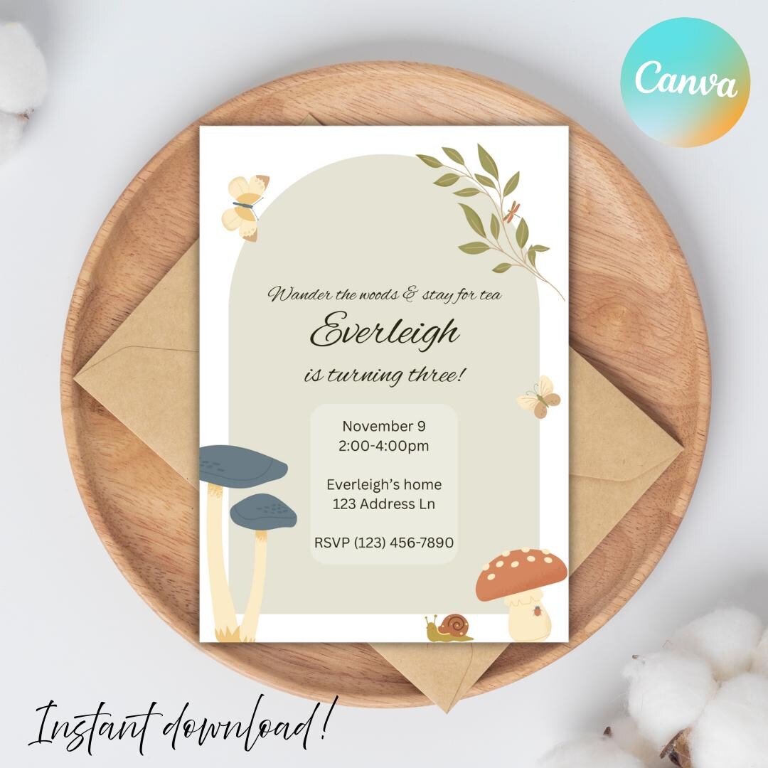 Cottage Core Birthday Party Invitation Wander the Woods Stay for Tea ...