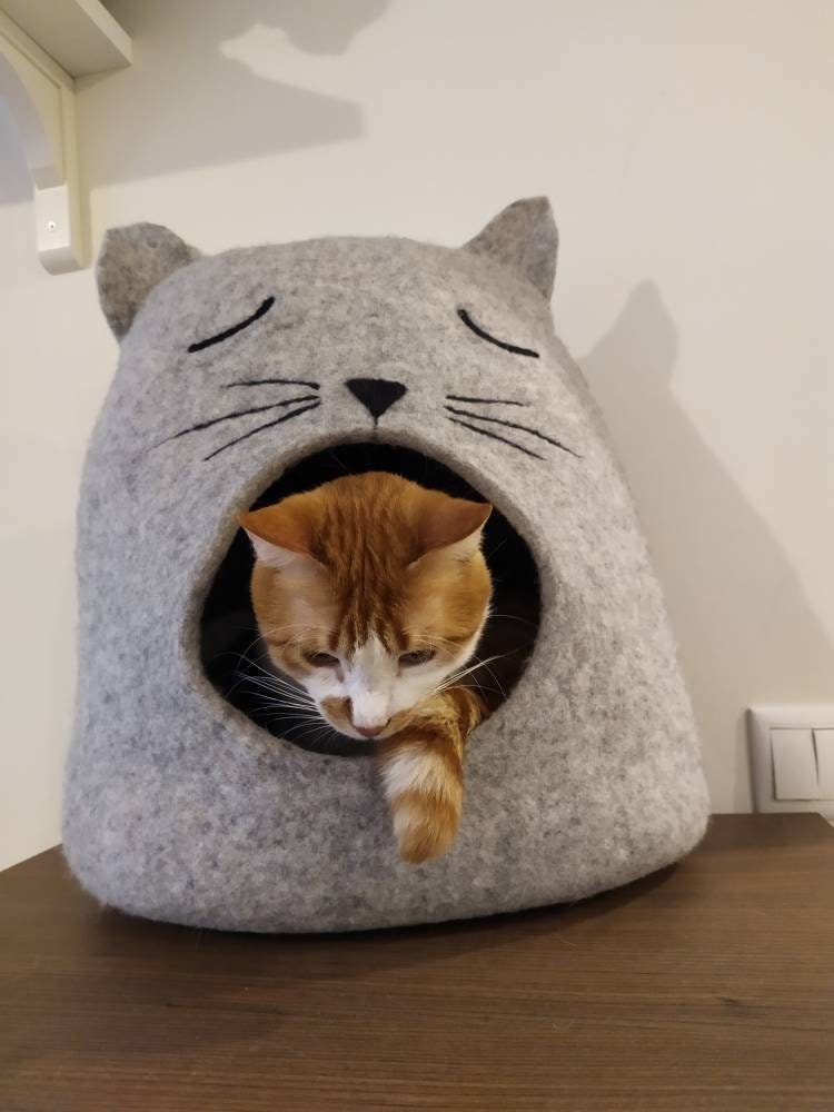 Cat cave desinger Cat cave Cat furniture felted Cat cave | Etsy