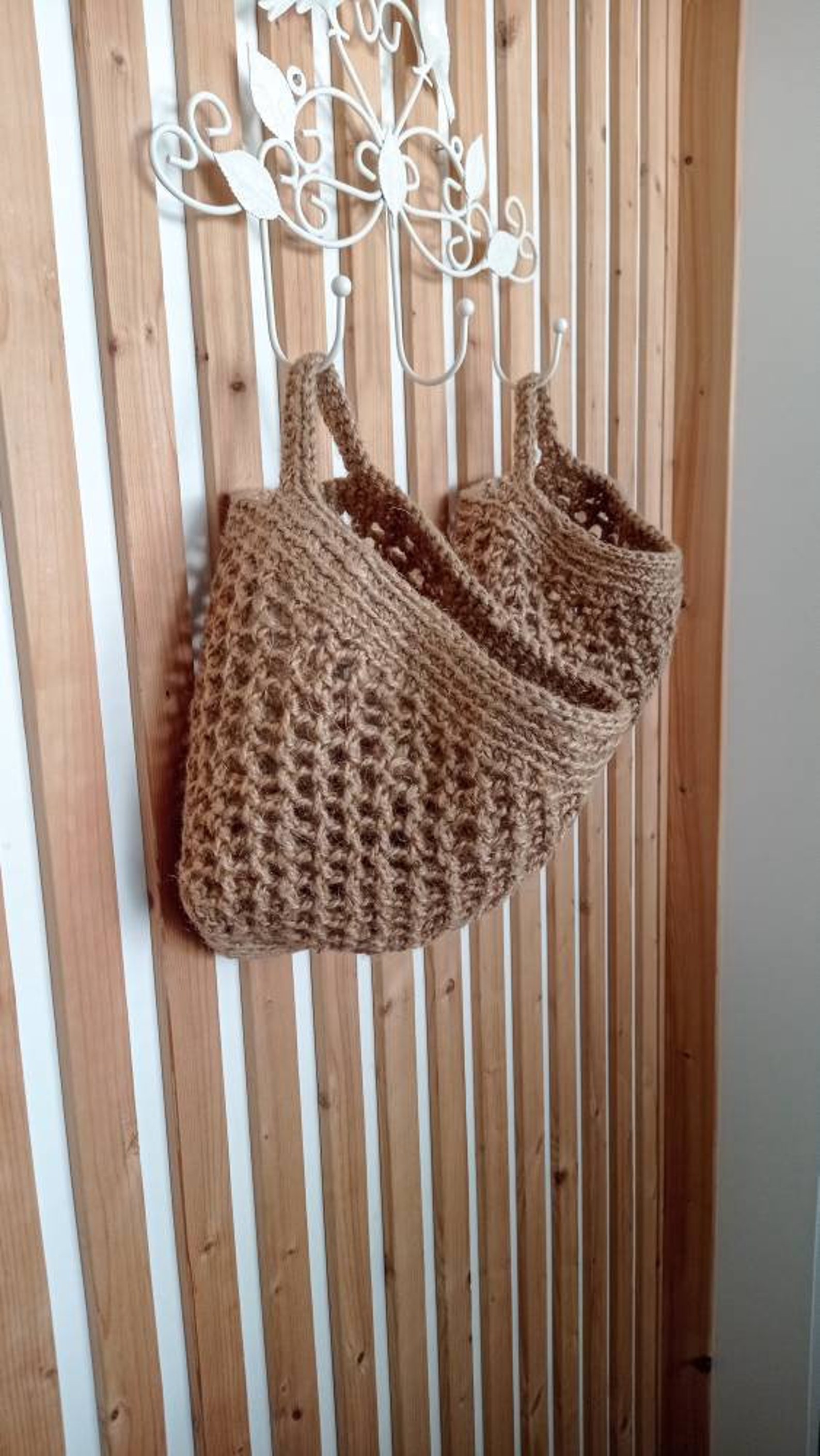 Hanging Mesh Basket Jute Hanging Wall Baskets Storage - Etsy