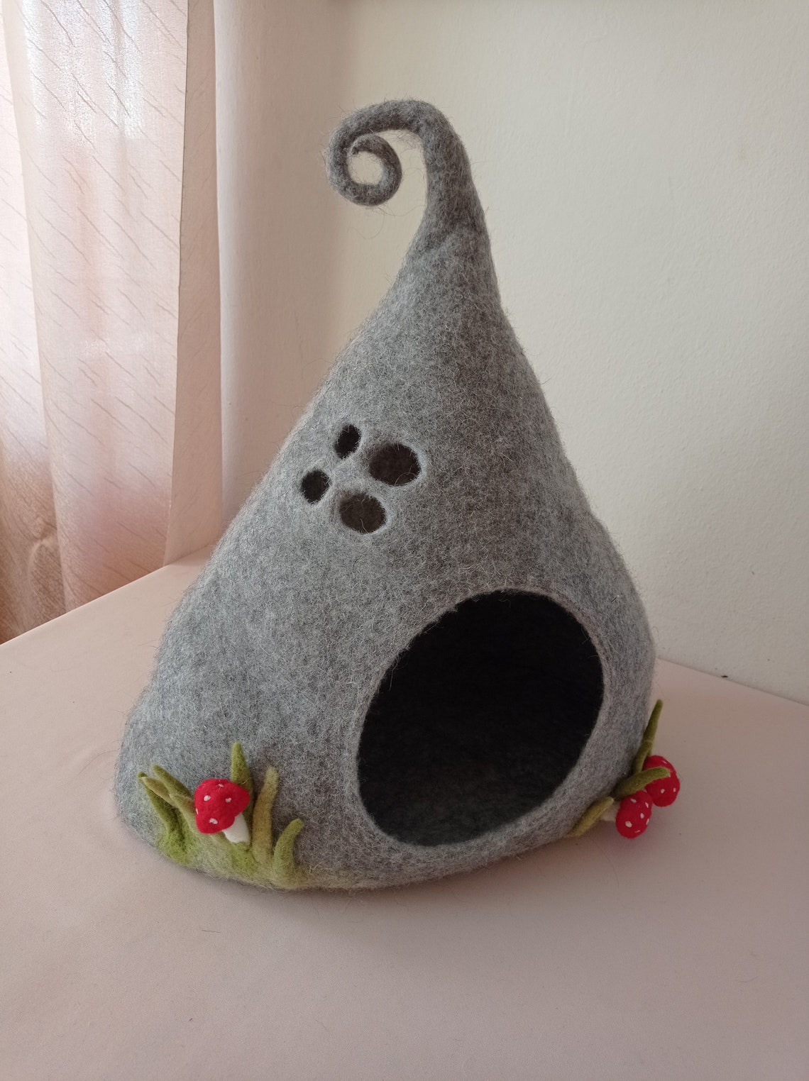 Large Cat Cave Desinger Cat Cave Cat Cave Gray Muchroom - Etsy