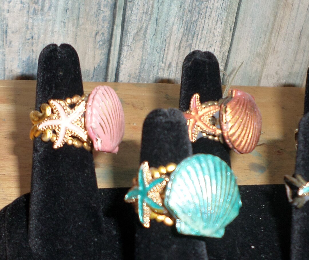 The Mermaids POISON Bronze and Teal Enameled Ring With Starfish Accents ...