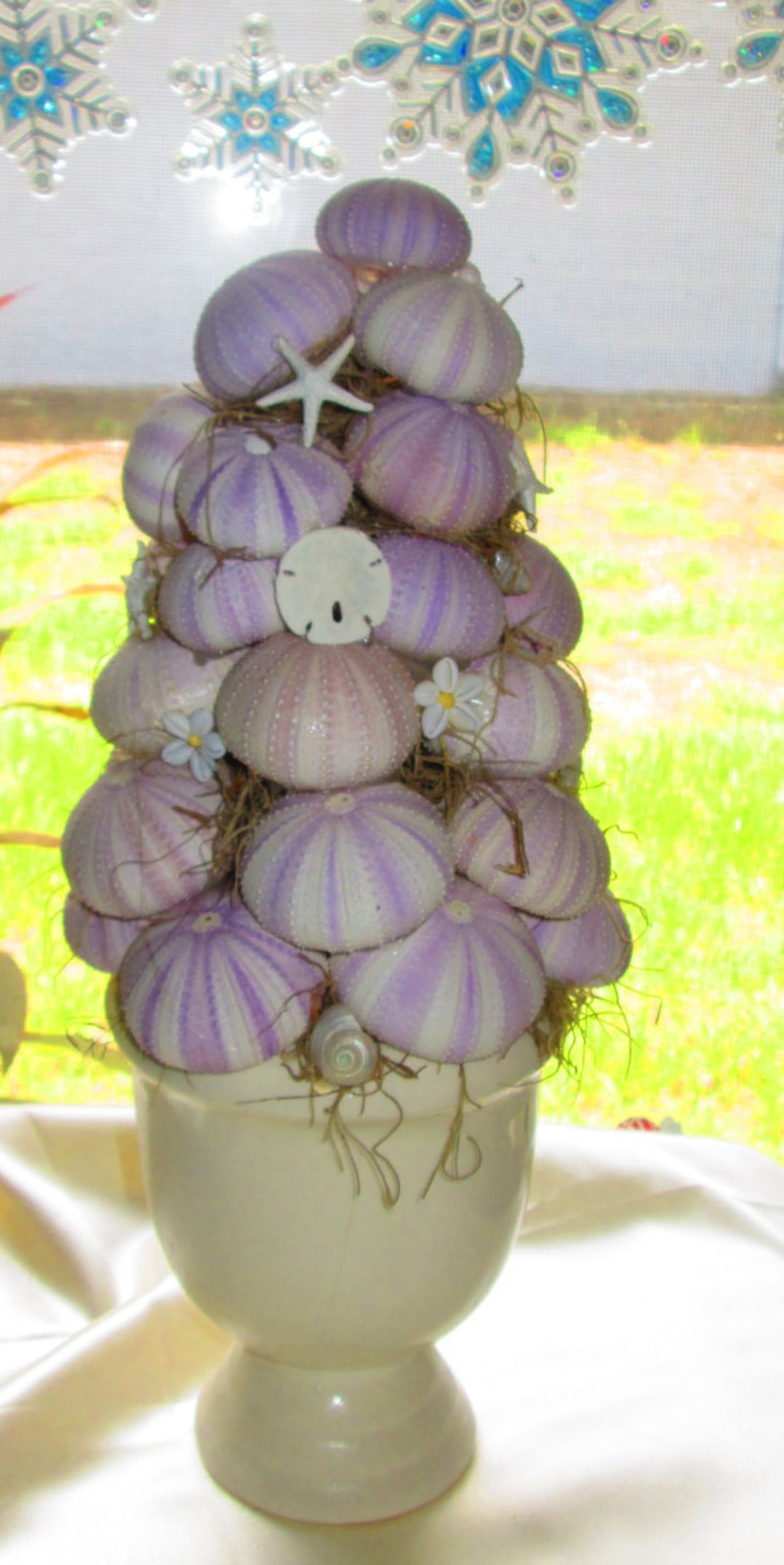 Natural Seashell Topiary, Mixed Natural Purple Sea Urchins and All ...