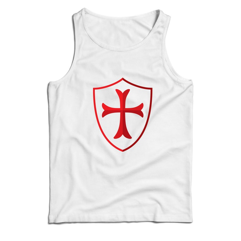 Men's Templar Tank Top, Red Cross Knight Shield, Medieval Crusader Vest ...