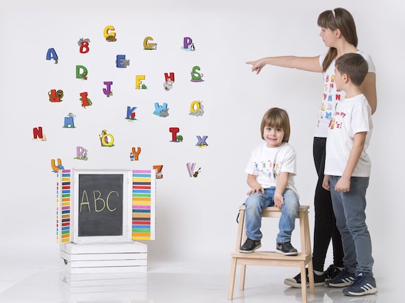 Kids Wall Decal Alphabet Cartoon Letters for Childrens' - Etsy