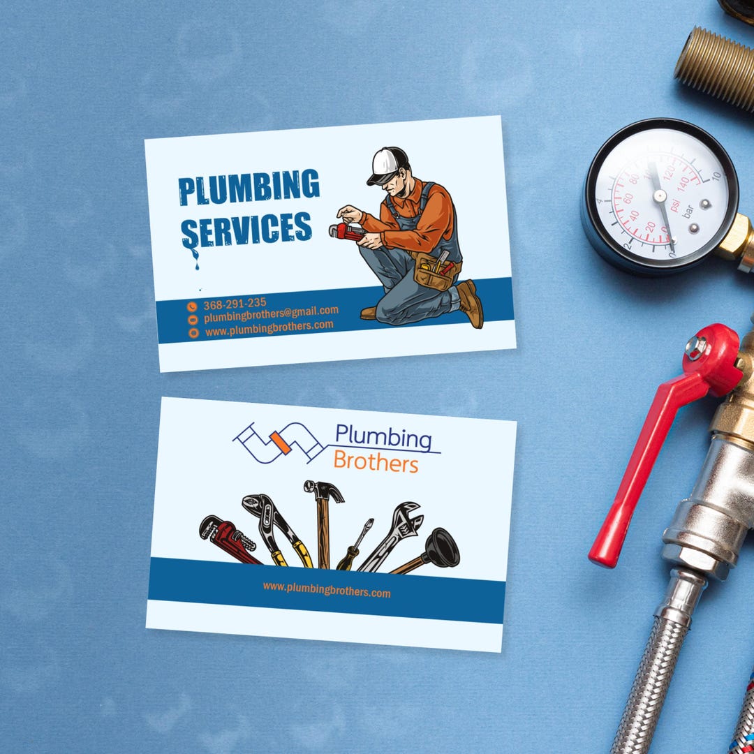 Plumbers Business Card Full Color Print, Plumbing Services for Small ...