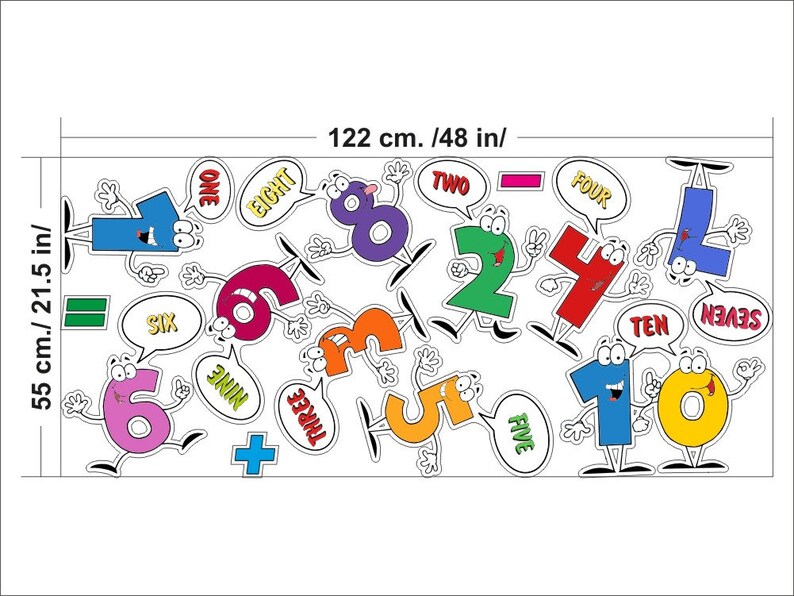 Numbers Kids Wall Decal, Classroom Stencils, Nursery Art, Children ...