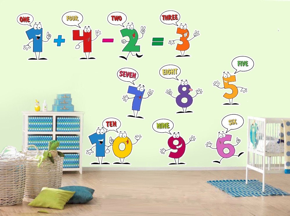 Numbers Kids Wall Decal, Classroom Stencils, Nursery Art, Children ...