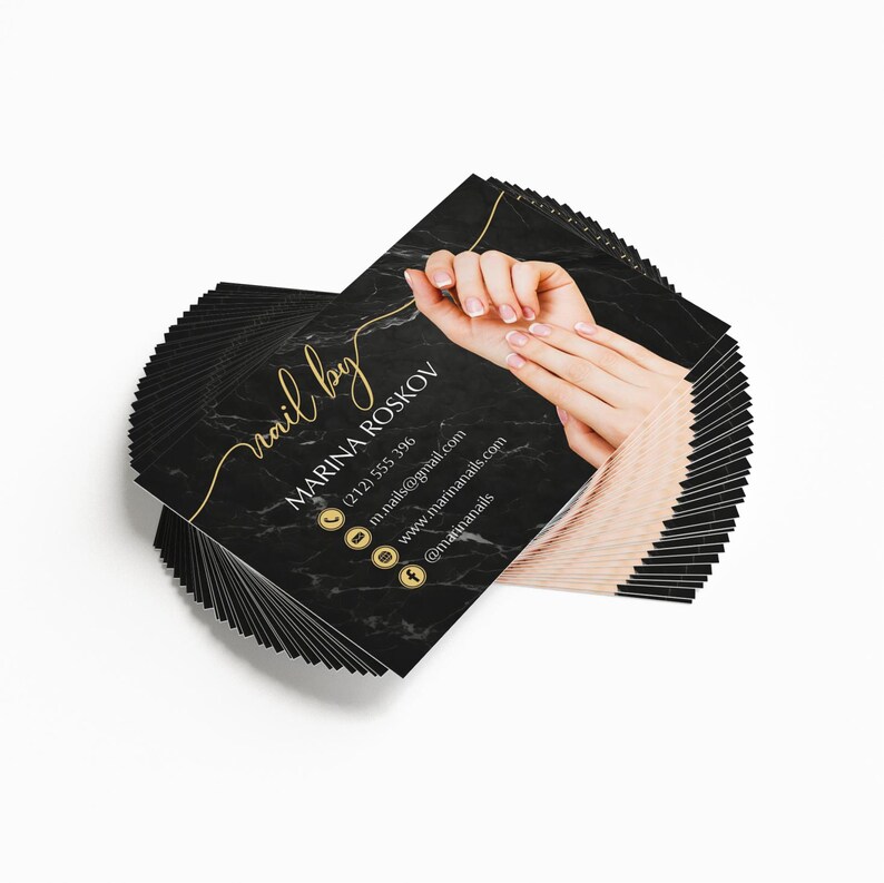 Custom Printed Nail Artist Business Cards: Beauty Salon Card ...