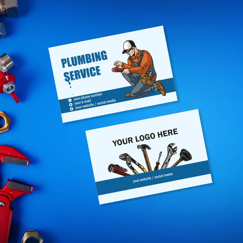 Personalized Plumbers Business Cards: Full Color, Double Sided Print - Etsy