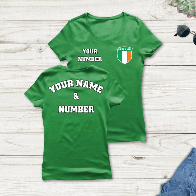 Personalized Ireland Soccer Jersey: Irish Flag Shield, Custom Name ...
