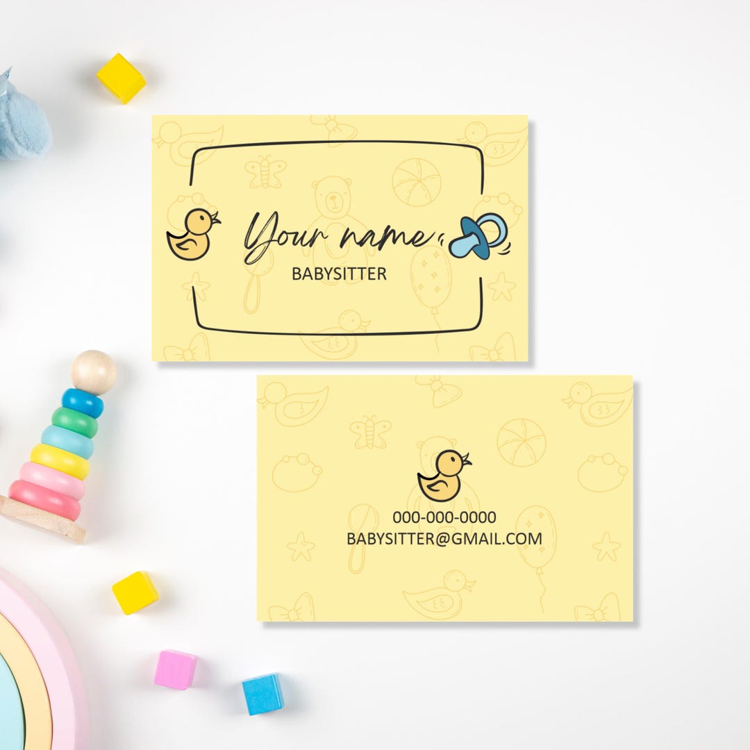 Custom Babysitter Business Cards, Full Color, Thick Paper - Etsy