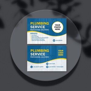 Custom Plumbing Services Business Cards: Full Color Print, Photo & Logo ...