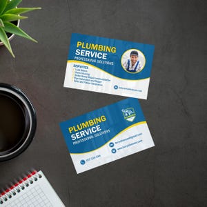 Custom Plumbing Services Business Cards: Full Color Print, Photo & Logo ...