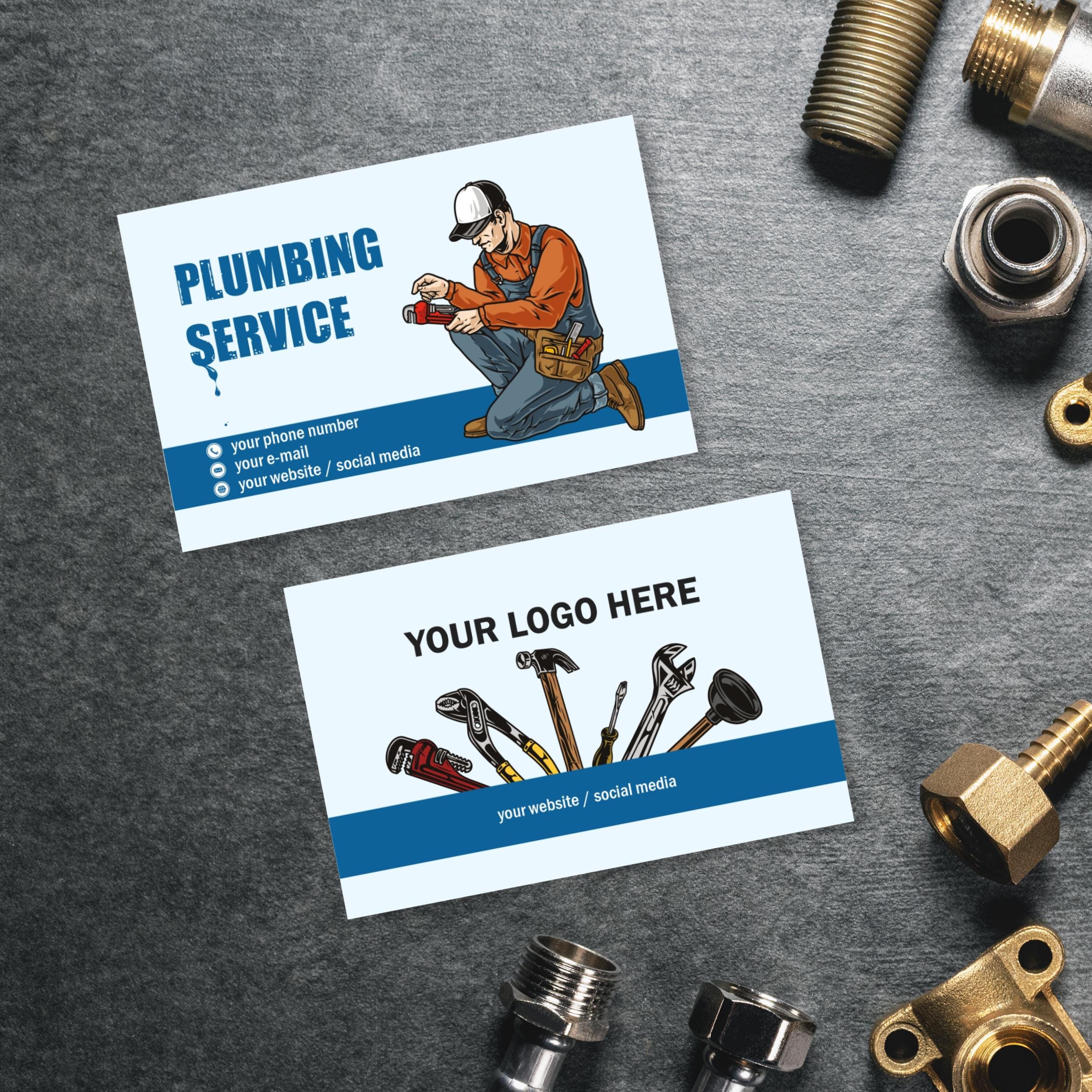 Personalized Plumbers Business Cards: Full Color, Double Sided Print - Etsy