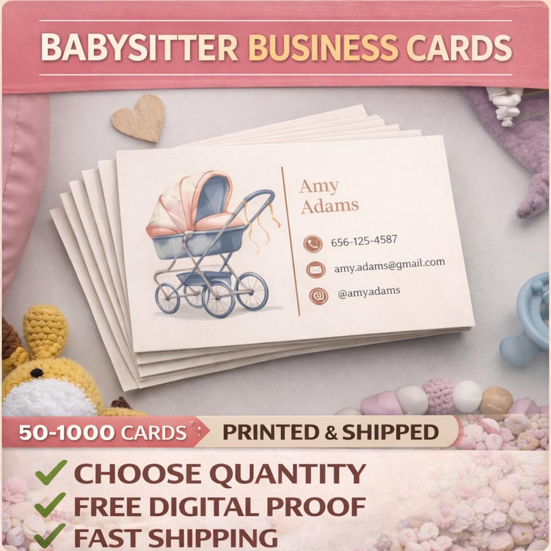 Babysitter Business Cards Printed | Childcare Nanny Business Card ...