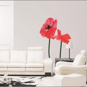 Poppy Flowers Wall Sticker, Poppy Wall Decal, Red Poppies Art, Flower ...