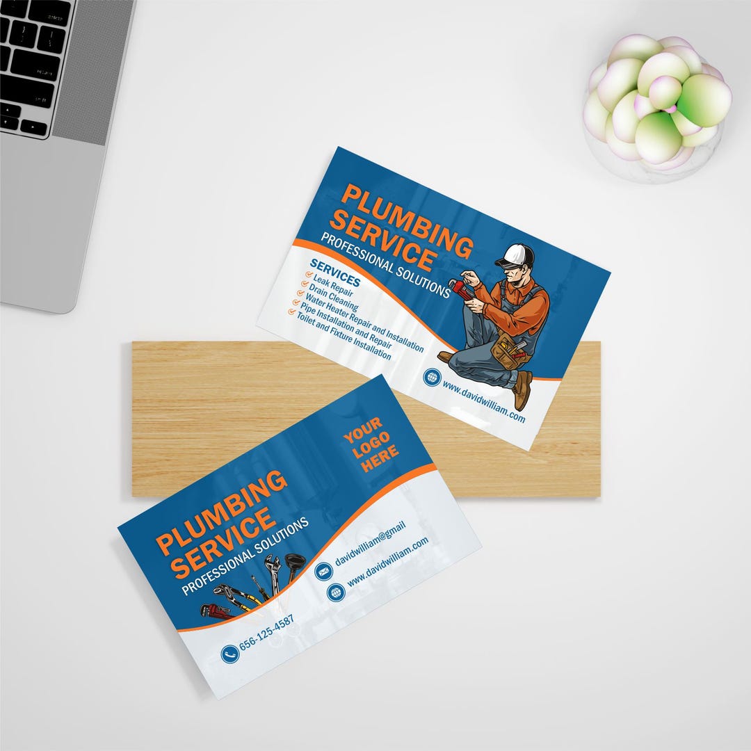 Plumber Business Cards: Custom Full Color Plumbing Services Calling ...