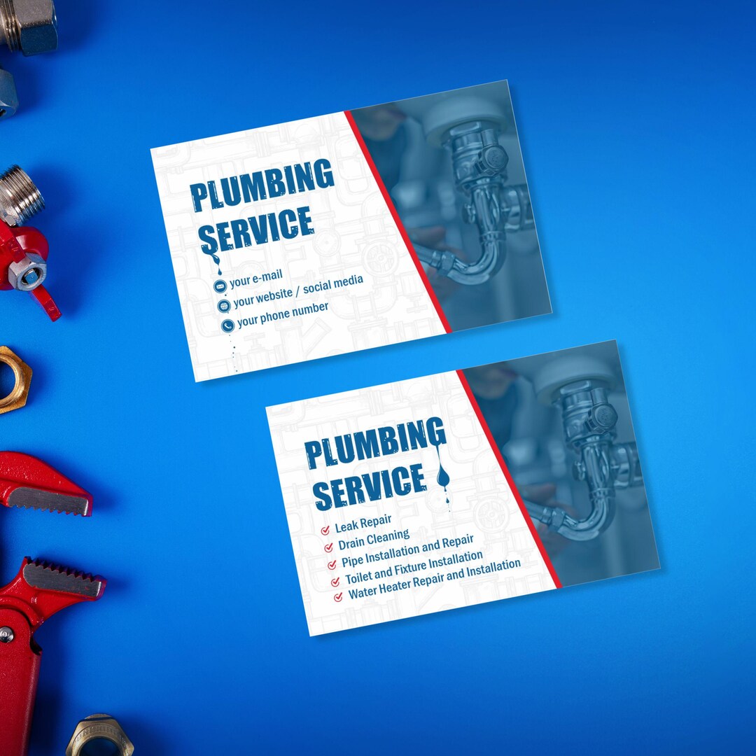 Custom Plumber Business Cards: Modern Plumbing Services, Full Color ...