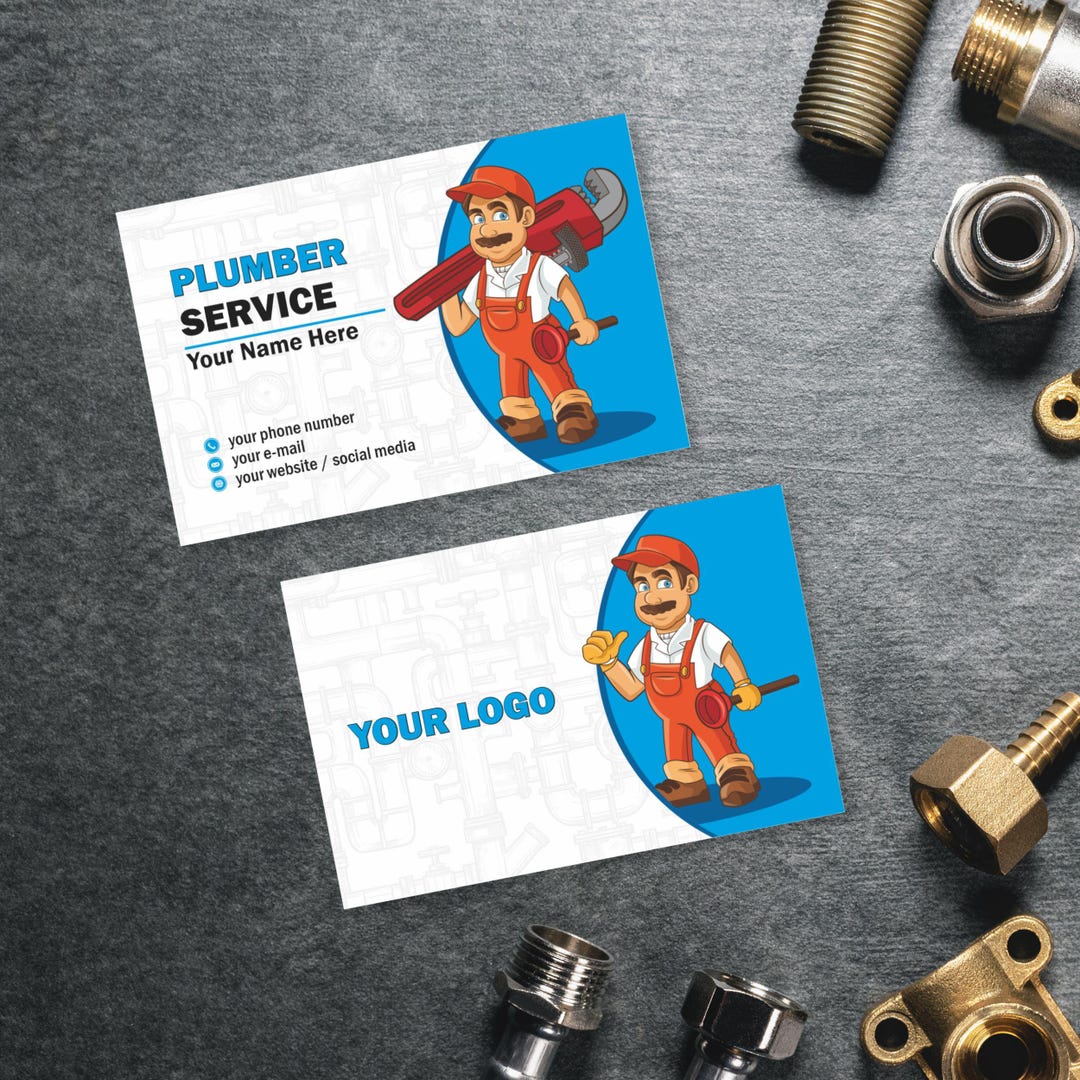 Printed Plumber Business Card, Plumbing Services Business Card, Small ...